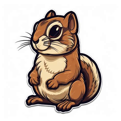 Cute Chubby Cartoon Squirrel Sticker Premium Ai Generated Image