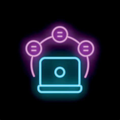 Neon Laptop Illustrating Decentralized Computer Network Concept