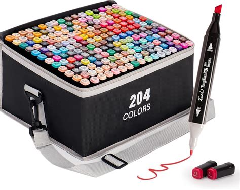 Cyperever 204 Alcohol Markers Set Brush And Dual Tip Professional