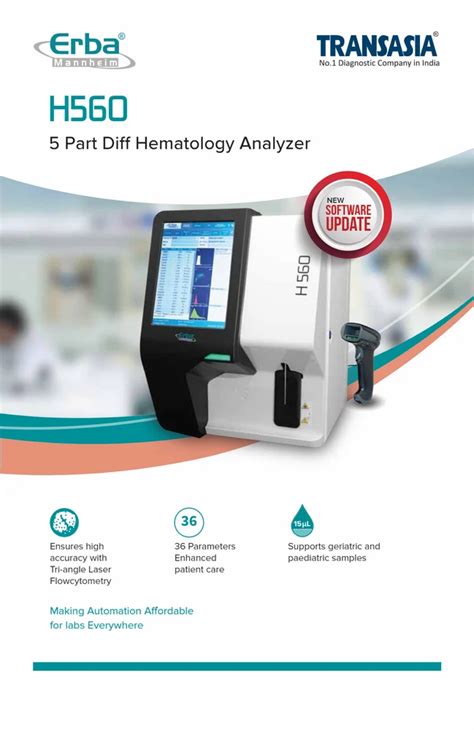 Automatic Erba H560 Hematology Analyzer 5 Part At ₹ 410000 In Lucknow