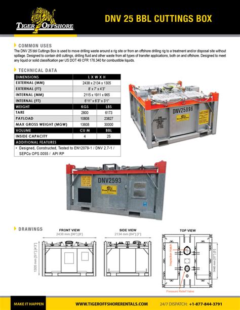 Cuttings Box Strapping Charts Tiger Offshore Rentals
