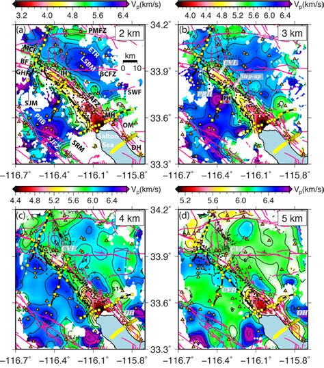 A D Depth Slices Through Our Preferred 3 D Velocity Model At 2 Km