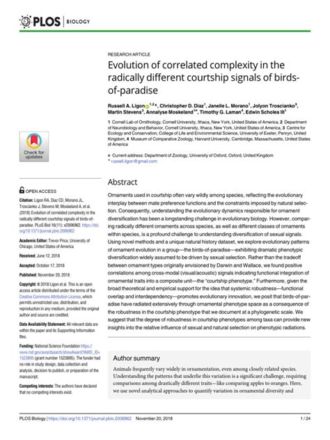 Evolution Of Correlated Complexity In The Radically Different Courtship Signals Of Birds Of