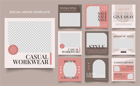 소셜 미디어 템플릿 배너 패션 판매 촉진 브라운 색상 완전히 편집 가능한 정사각형 포스트 프레임 Fashion Show에 대한 스톡 벡터 아트 및 기타 이미지 Istock