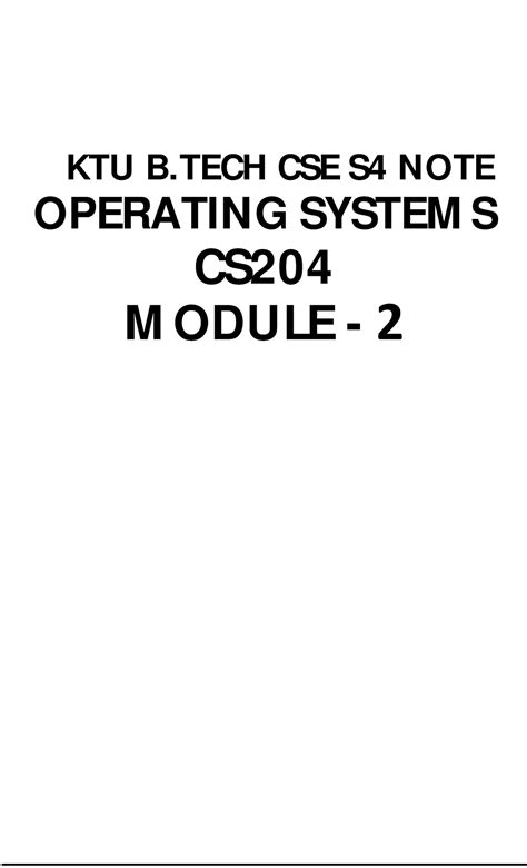 Cs204 Os Module 2 By Ms Jasheeda P Cse Department