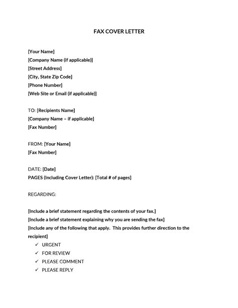 Free Fax Cover Letter Sheet Templates