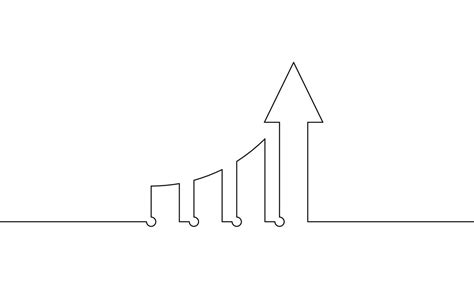 Continuous Line Drawing Arrow Up Illustration Of Graph Hand Drawn Of