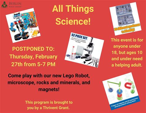All Things Science—stem Kit Workshop 121 W Park Ave Berlin Wi
