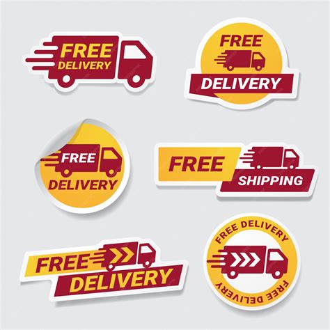 Free Delivery Badge Sticker Set Premium Vector