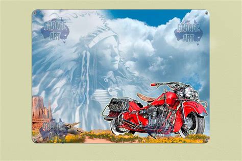 Indian Red Tin Sign Garage Art