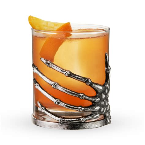 Twine Skeleton Hand Cocktail Tumbler Gothic Whiskey Glass With Metal