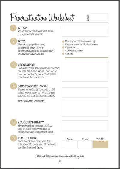 18 Tried Techniques To Improve And Combat Procrastination Free Worksheet Artofit