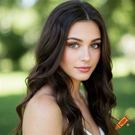 20 Yr Old Woman With Hazel Eyes And Long Wavy Dark Brown Hair On Craiyon