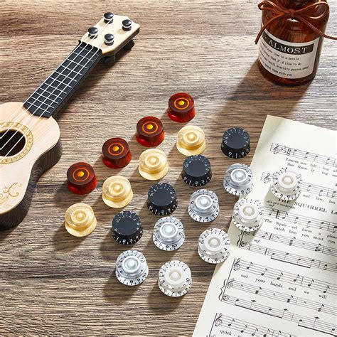 Nuanchu 20 Pieces Electric Guitar Knobs Top Hat Volume Tone Control Knobs Turning