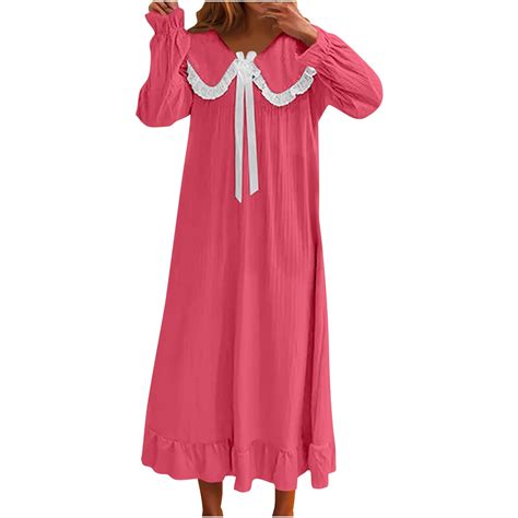 Mgmyaa Winter Flannel Nightgown For Women Long Sleeve Sleep Dress Loose