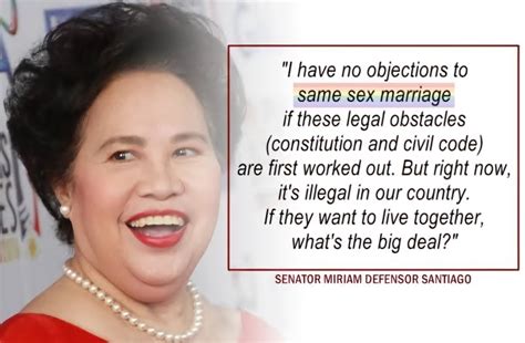 Lgbt I Have No Objections To Same Sex Marriage🤍🏳️‍🌈 — Senator Miriam Defensor Santiago Facebook