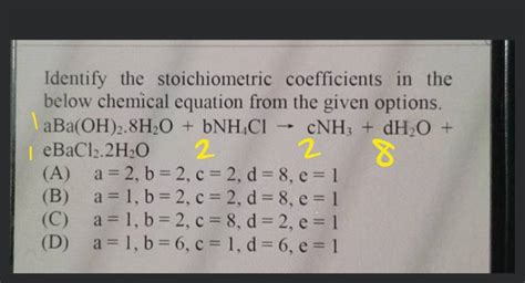 Identify The Stoichiometric Coefficients In The Below Chemical Equation F