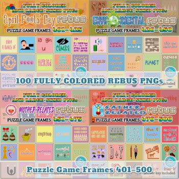 Fully Colored Rebus Puzzle Game Frames 401500 Pngs By One Aqua Clear Book