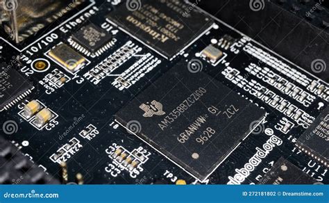 Laptop Motherboard Closeup Electronic Components Circuit Board