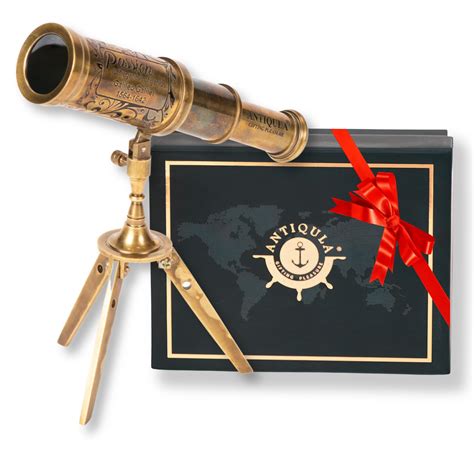 Antiqula Vintage Brass Decor Telescope On Tripod Antique