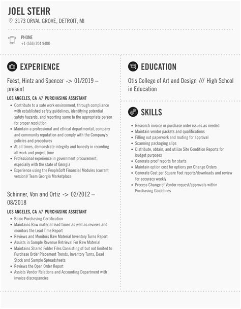 Purchasing Assistant Resume Samples Velvet Jobs