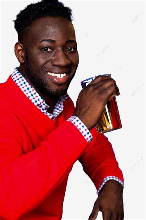 African Guy Drinking Chilled Beer Drink Drinking Holding Trendy