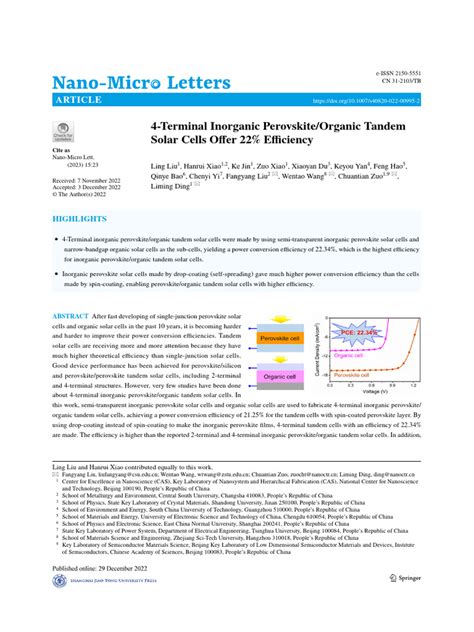 Open 4 Terminal Inorganic Perovskiteorganic Tandem Sola Pdf Solar
