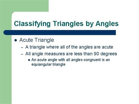 Chapter 4 Congruent Triangles Classifying Triangles L Triangle