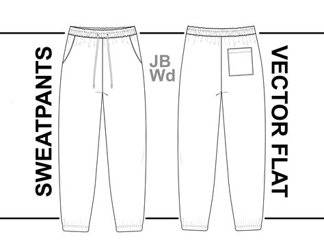 Cuff Sweatpants Flat Technical Drawing Illustration Classic Etsy