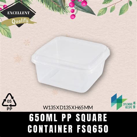 650ml Pp Square Container Fsq650 1 Carton