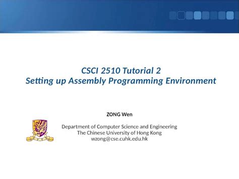 pptx csci 2510 tutorial 2 setting up assembly programming environment