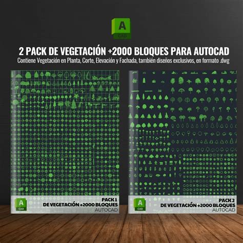 2 Pack De VegetaciÓn 2000 Bloques Para Autocad Arquitectura Id Art