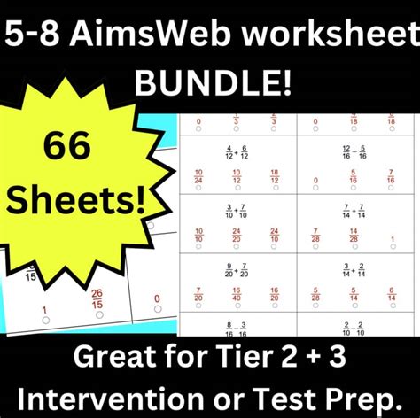 Aimsweb 5 8 Number Sense Fluency Triads Mcf Sheets Middle School