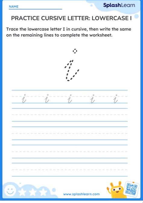 Practice Cursive Letter Lowercase I — Printable Ela Worksheet