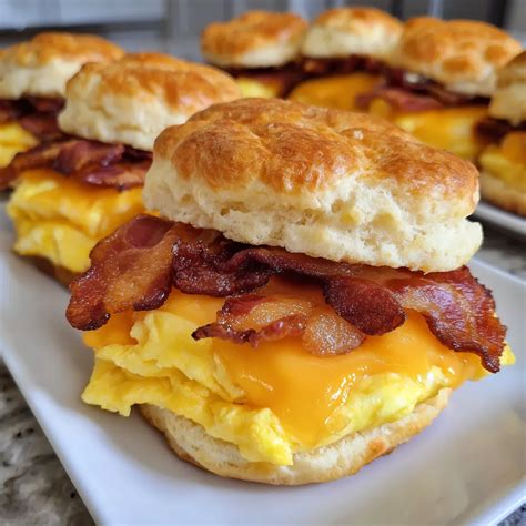 Bacon Egg And Cheese Biscuit Sandwiches Perfect Breakfast Recipe