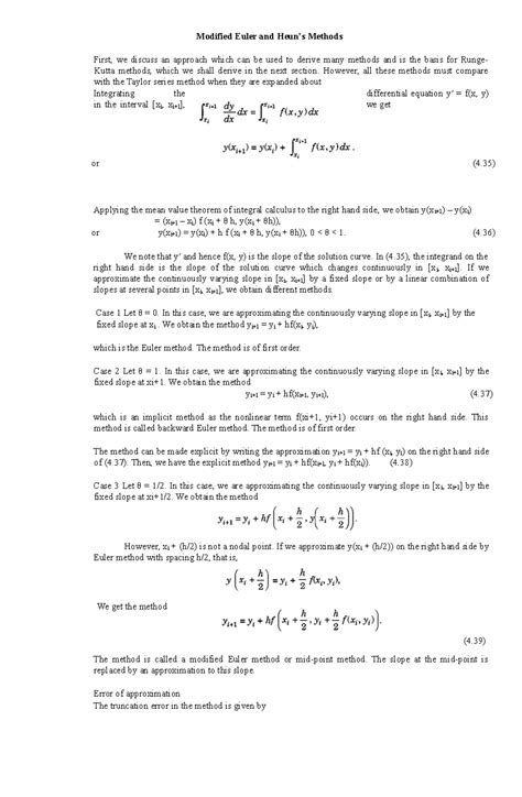 Modified Euler And Heuns Methods Modified Euler And Heuns Methods