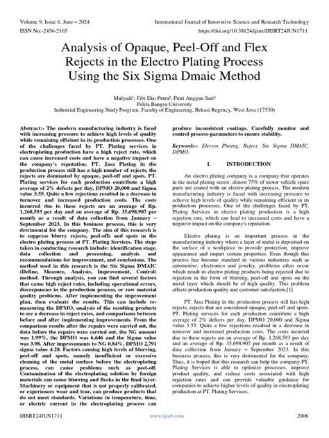 Analysis Of Opaque Peel Off And Flex Rejects In The Electro Plating