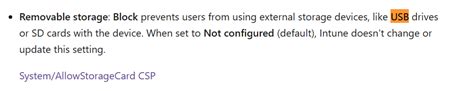 Block Removeable Usb Storage Via Intune Microsoft Qanda