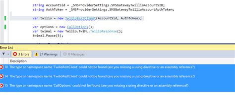 Twilio Could Not Load Type Restsharpauthenticators