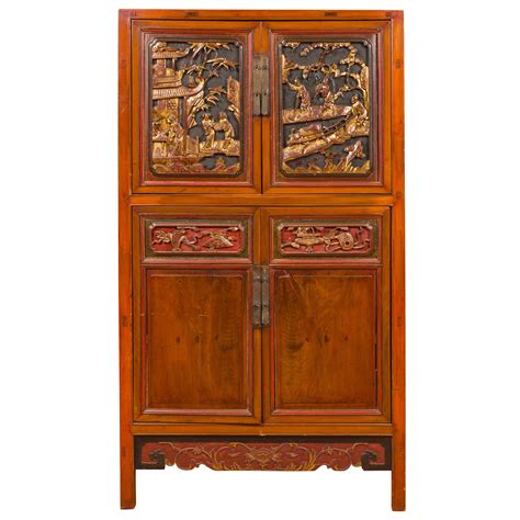 Mid Century Chinese Ming Dynasty Style Hardwood Low Cabinet For Sale At