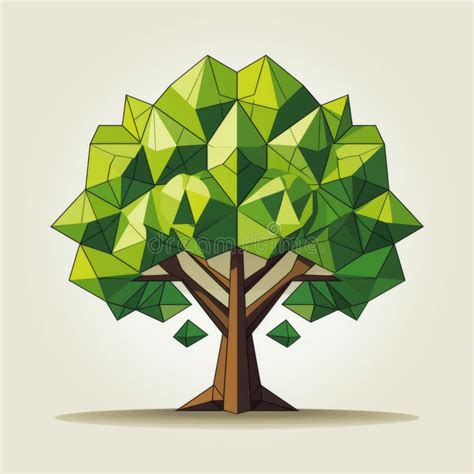 Trigonometric Tree Low Poly Style Vector Illustration Stock