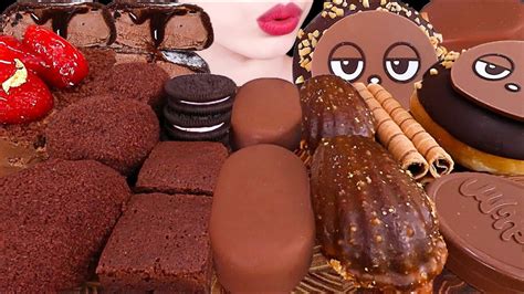 ASMR MUKBANG｜CHOCOLATE ICE CREAM, RICE CAKE, MADELEINE, - YouTube