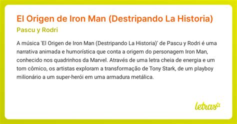 Significado Da Música El Origen De Iron Man Destripando La Historia