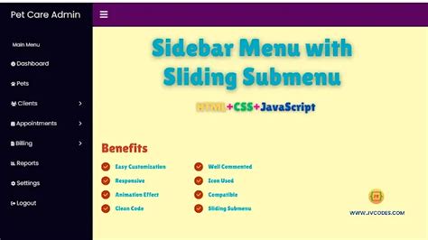 Sidebar Menu With Sliding Submenu Using HTML CSS And JavaScript