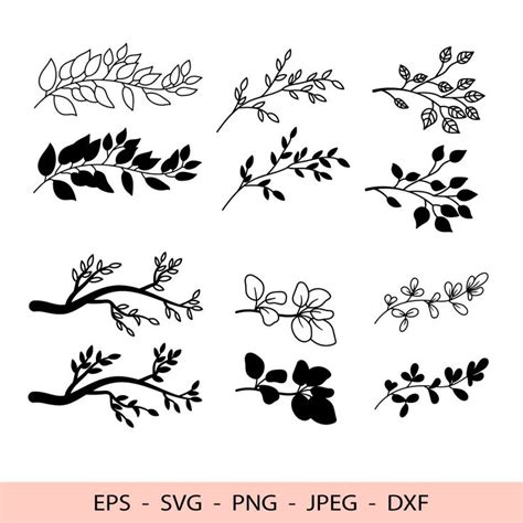 Floral Branch Svg Tree Leaves File For Cricut Dxf Set Inspire Uplift