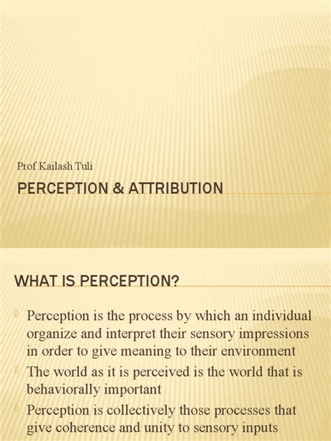 Perception And Attribution Prof Kailash Tuli Pdf Science And Mathematics