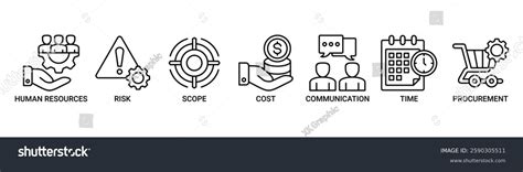 Project Management Banner Web Icon Set Stock Vector Royalty Free