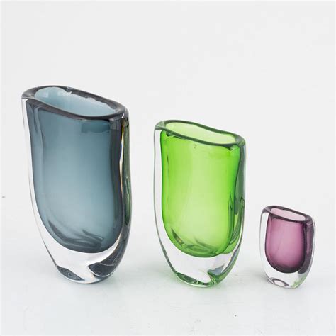 Vicke Lindstrand Vases 3 Pcs Kosta Boda Bukowskis
