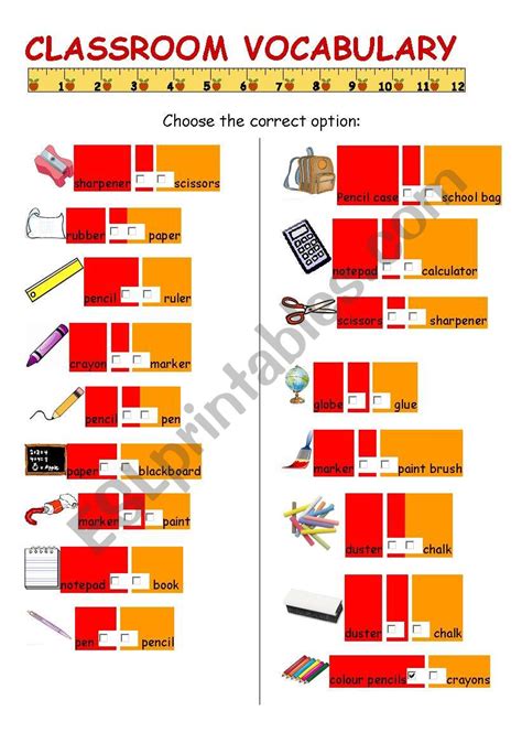 Classroom Vocabulary Esl Worksheet By Abcteacherju