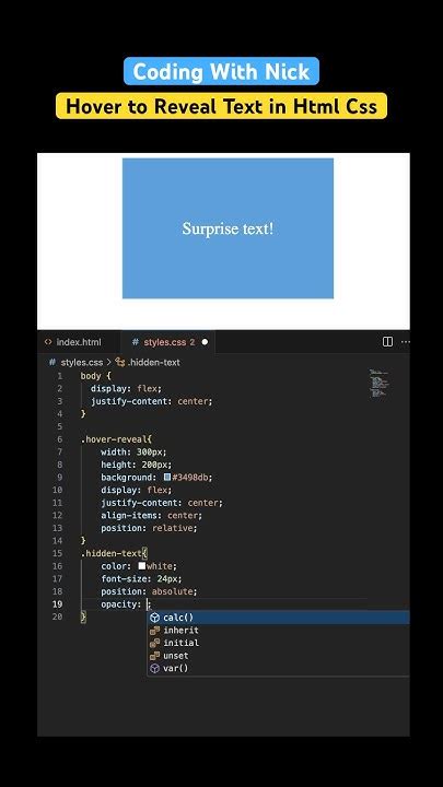 Hover To Reveal Text Html Css Hovereffect Htmlcss Coding Javascript